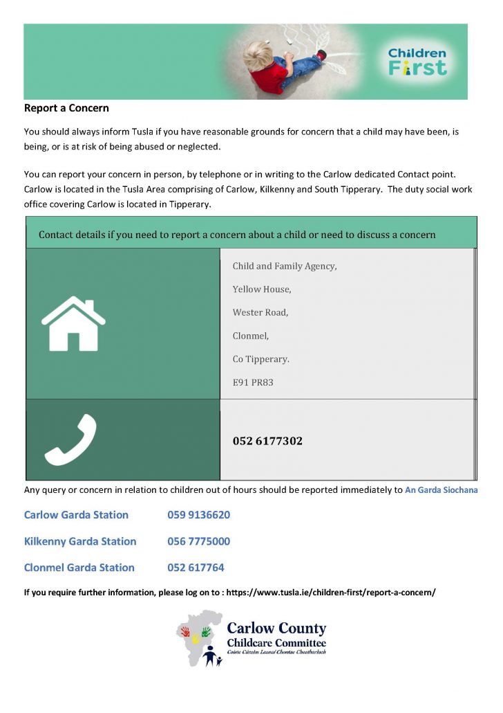 Children First-Report a Concern - Carlow Childcare Committee