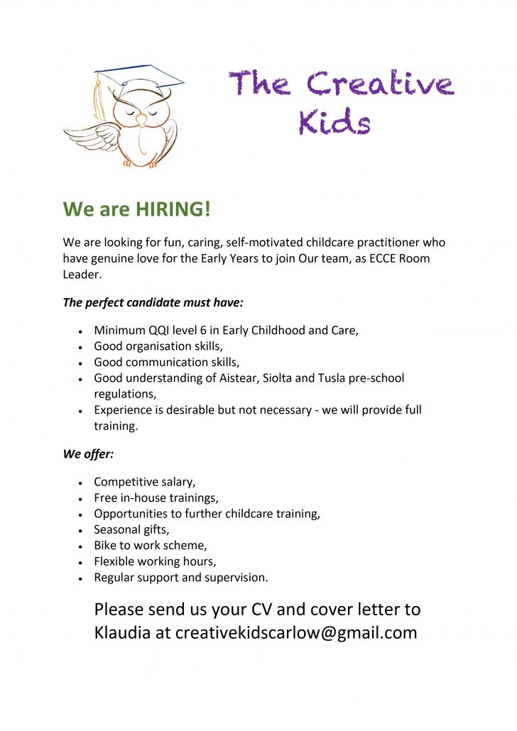 Childcare Practitioner , The Creative Kids, Carlow - Carlow Childcare ...