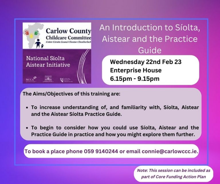 Upcoming Training: NSAI - An Introduction to Síolta, Aistear and the ...